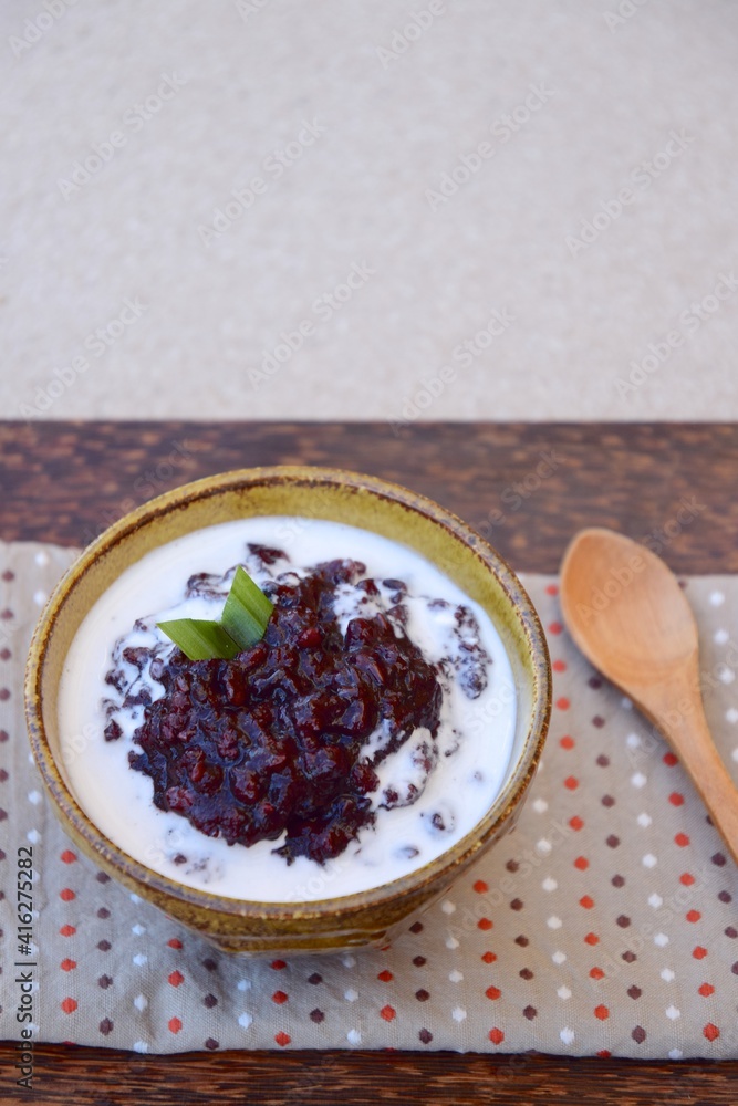 Bubur ketan hitam, an Indonesian sweet dessert made from black ...