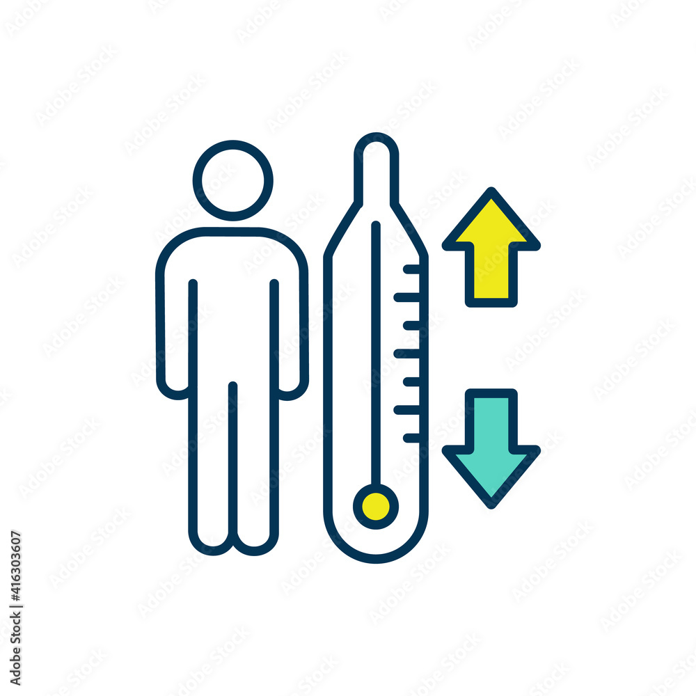 Vector de Stock Human body temperature RGB color icon. Hypothermia ...