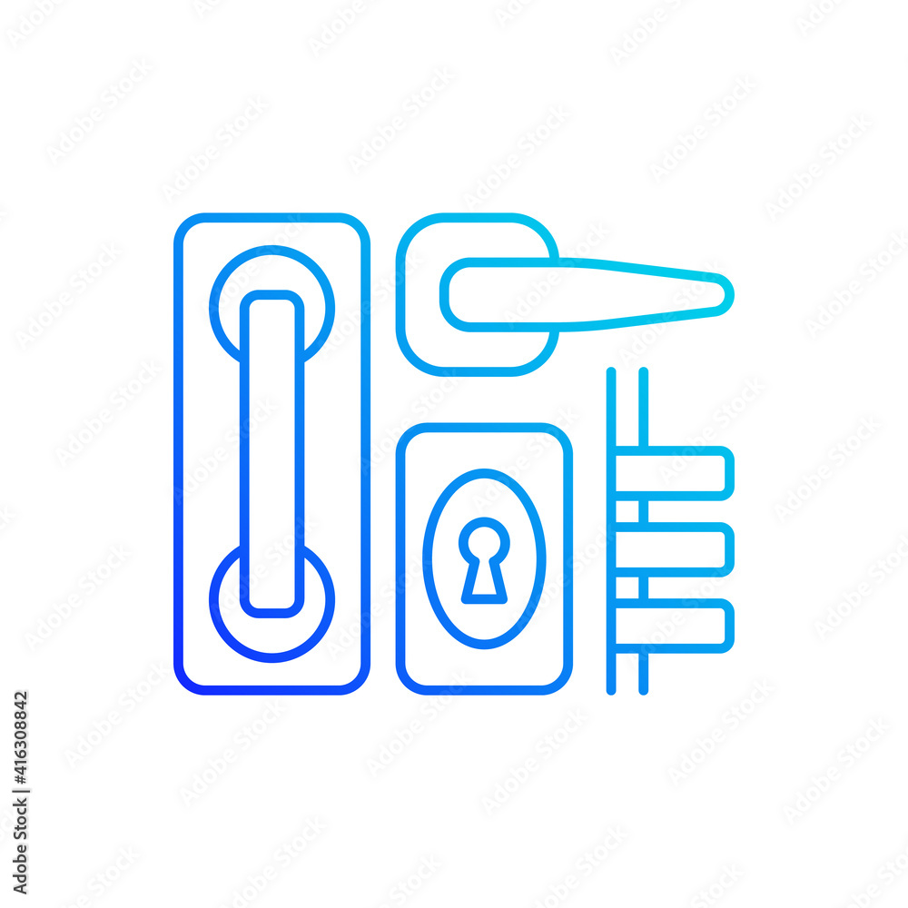 Vector de Stock Door hardware gradient linear vector icon. Locks and levers. Latch mechanism ...