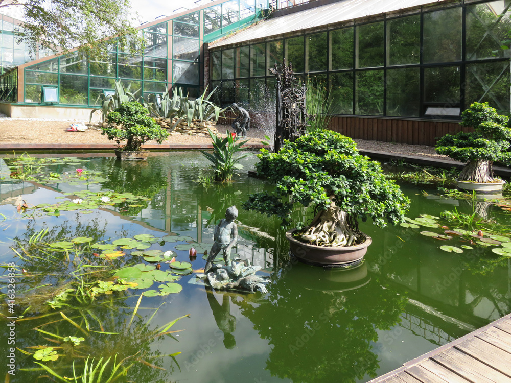 Russia. Moscow. Botanical Garden. Apothecary's garden. Ponds, fountains ...