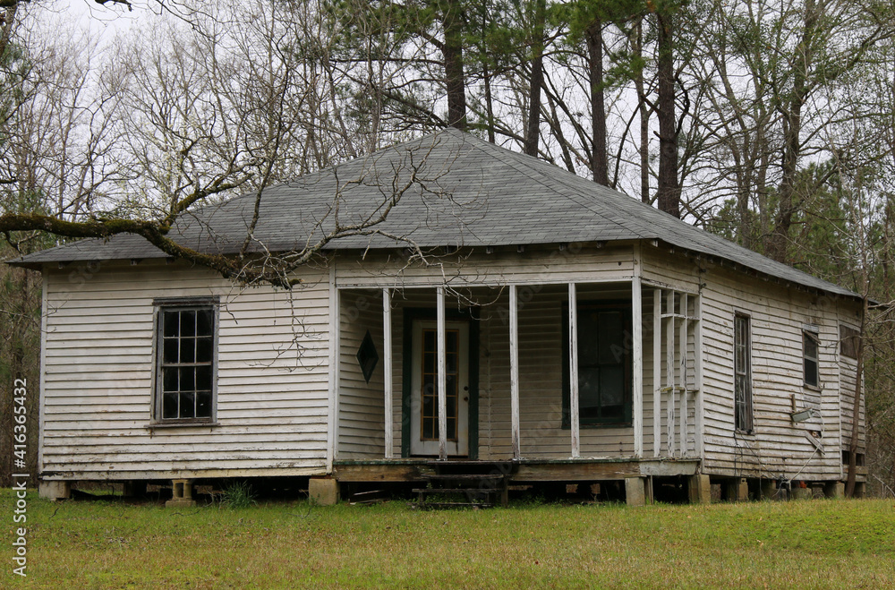 deserted abandoned old shed house in the deep south with moody spooky ...