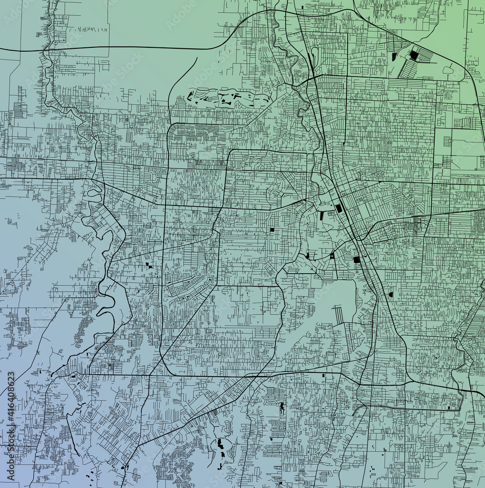 Medan, Sumatera Utara, Indonesia (IDN) - Urban vector city map with ...