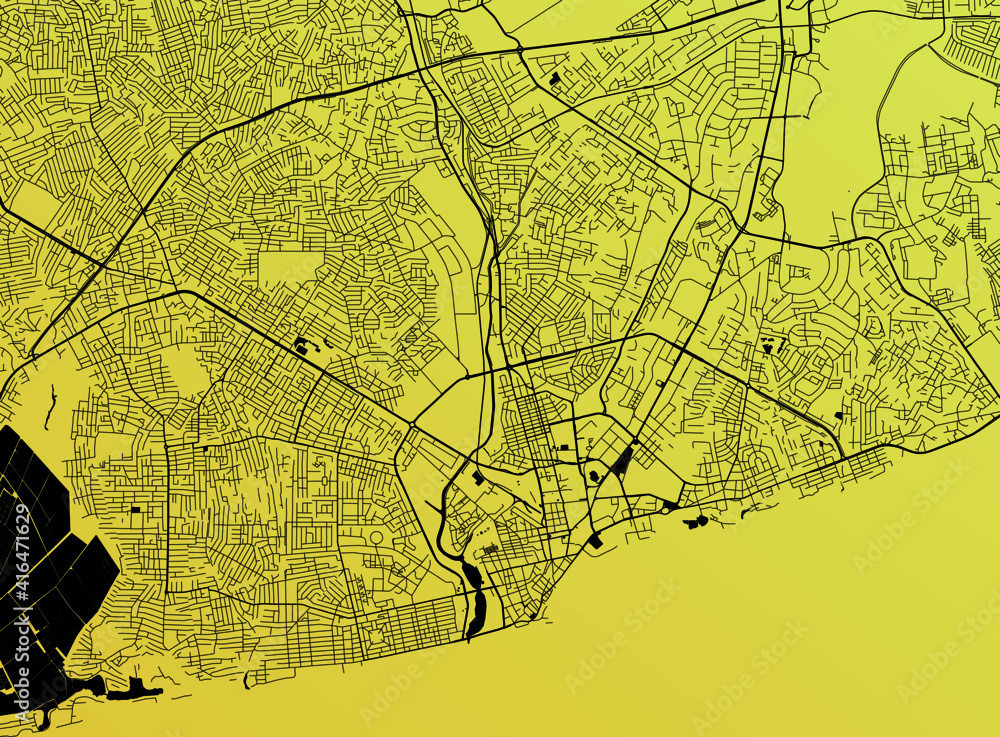 Accra, Greater Accra, Ghana (GHA) - Urban vector city map with parks ...