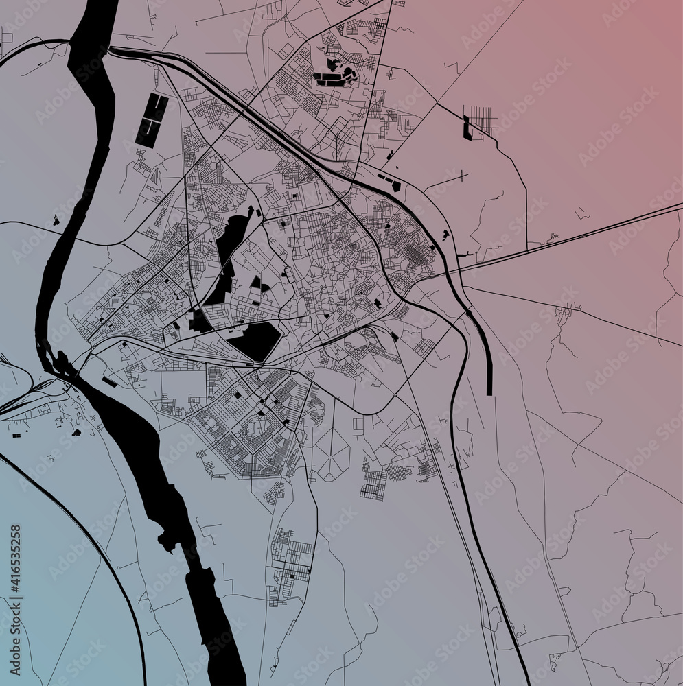 Hyderabad, Sind, Pakistan (PAK) - Urban vector city map with parks ...