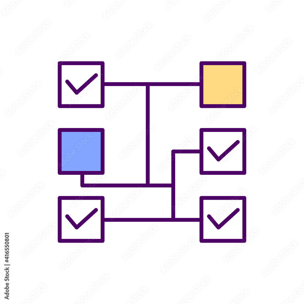 Vetor Algorithm RGB color icon. Scheme of assignments. Step-by-step ...