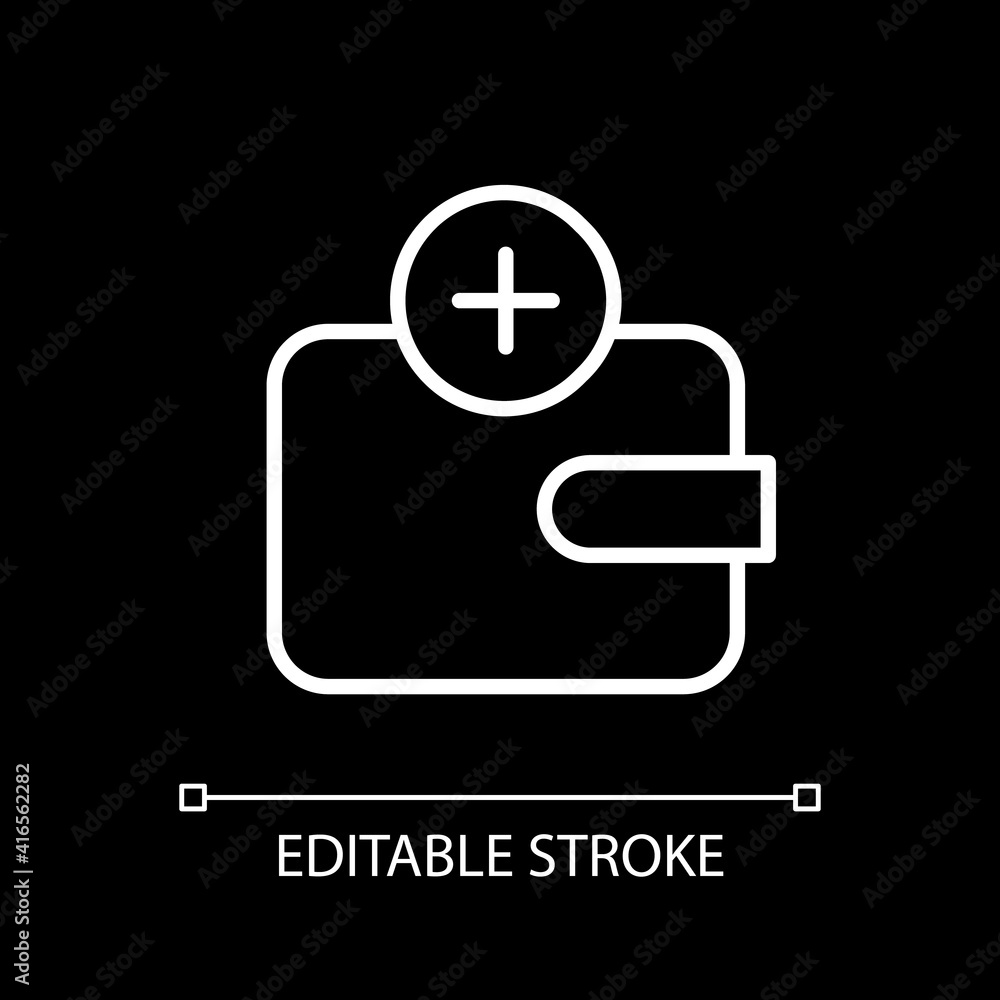 Wallet app white linear icon for dark theme. Tracking money spending ...