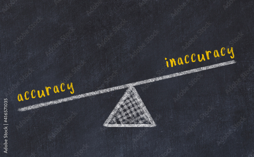 Concept of balance between accuracy and inaccuracy. Chalk scales and ...
