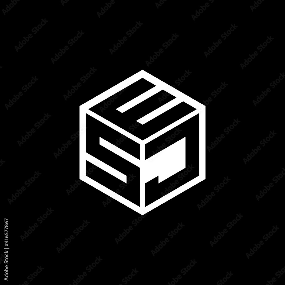 SJE letter logo design with black background in illustrator, cube logo ...