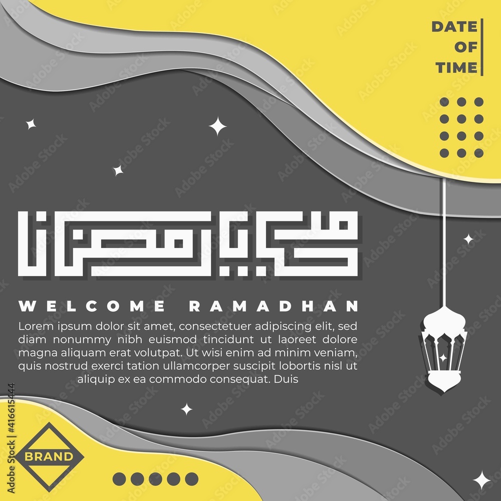 marhaban ya ramadan poster design with calligraphy kuffi and text, in ...