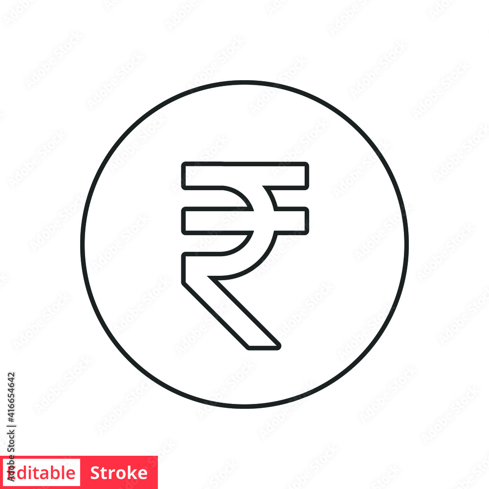 Rupee line icon. Simple outline style, rupee symbol. Bank, money cash ...