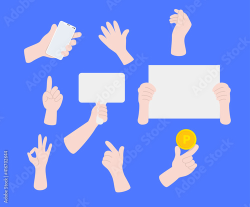 Design source with various hand shapes and gestures illustration set ...