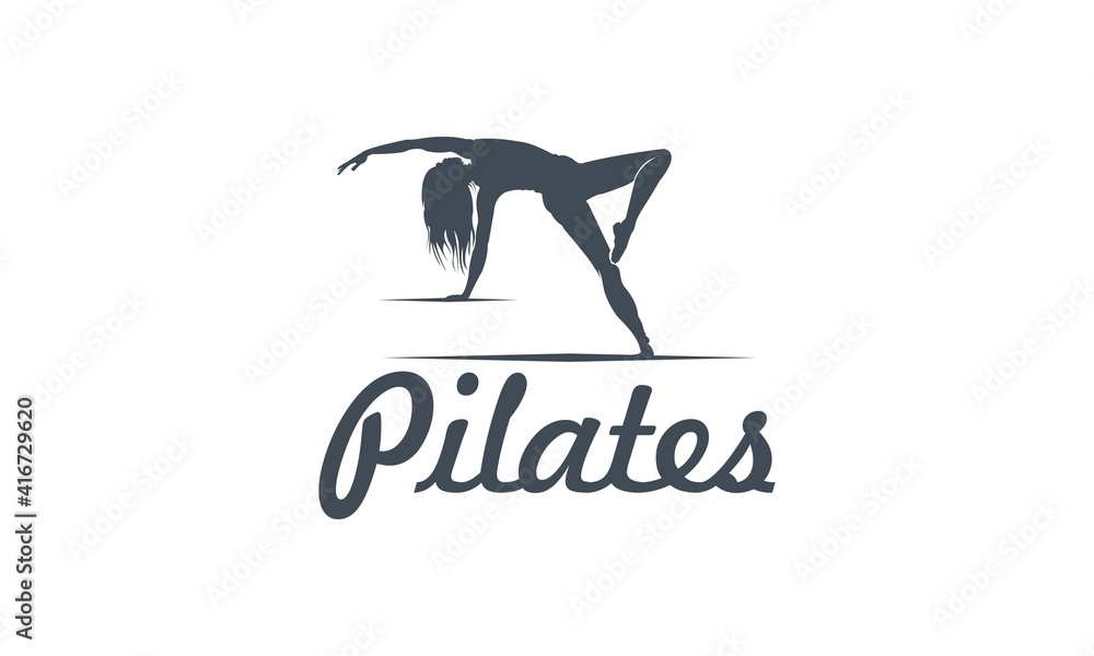 Logo Pilates Woman Silhouette Stock Vector | Adobe Stock