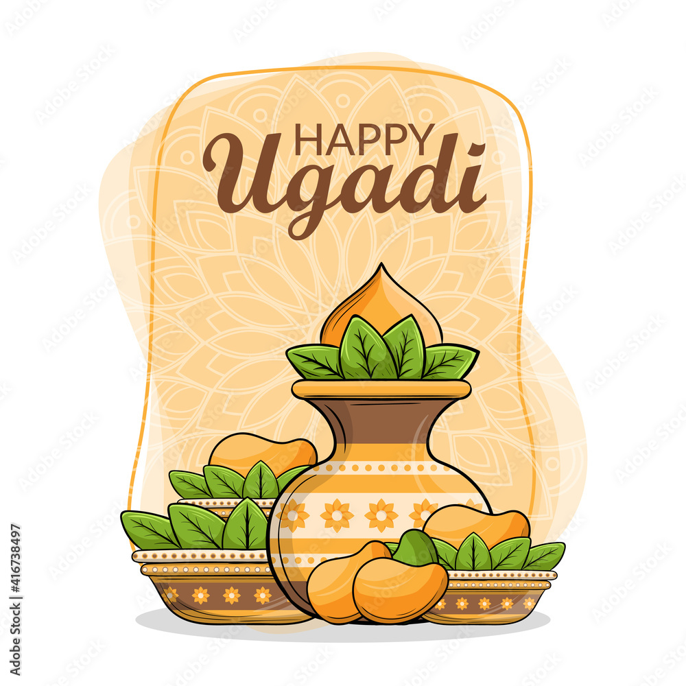 happy ugadi concept design, banner ugadi, poster ugadi Stock Vector ...