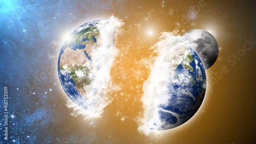 The concept of a world divided in half. Illustration perfect for ...