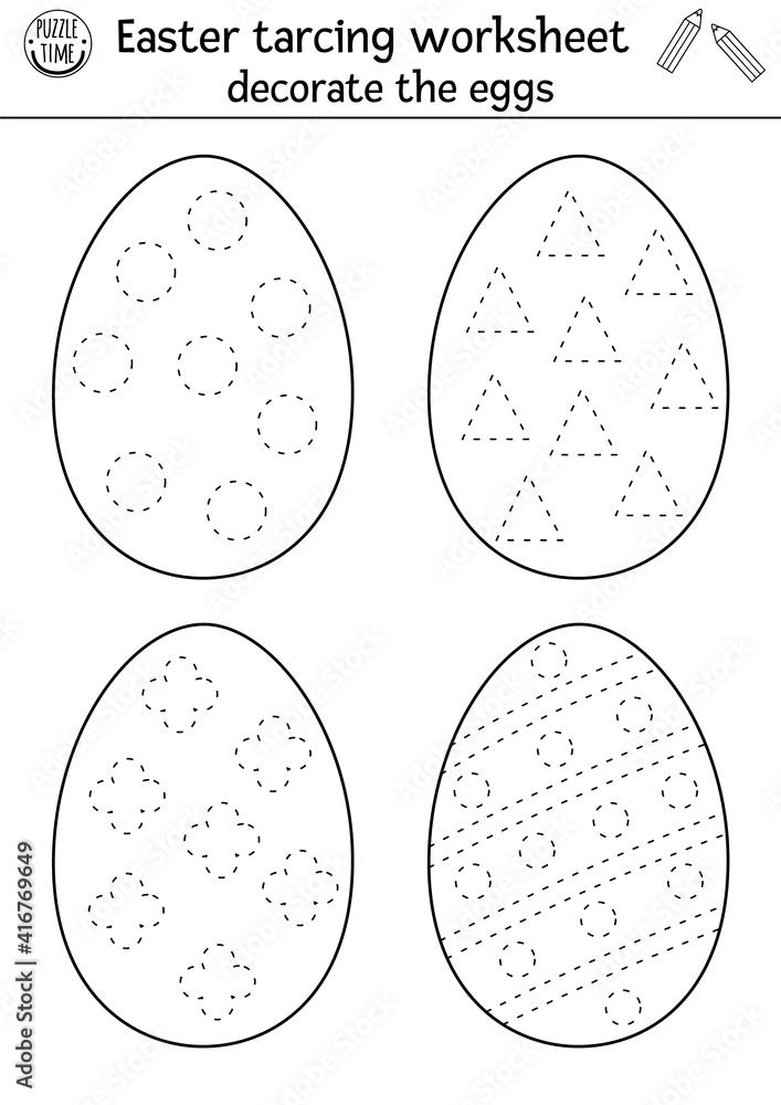 Vector de Stock Vector Easter handwriting practice worksheet. Spring ...
