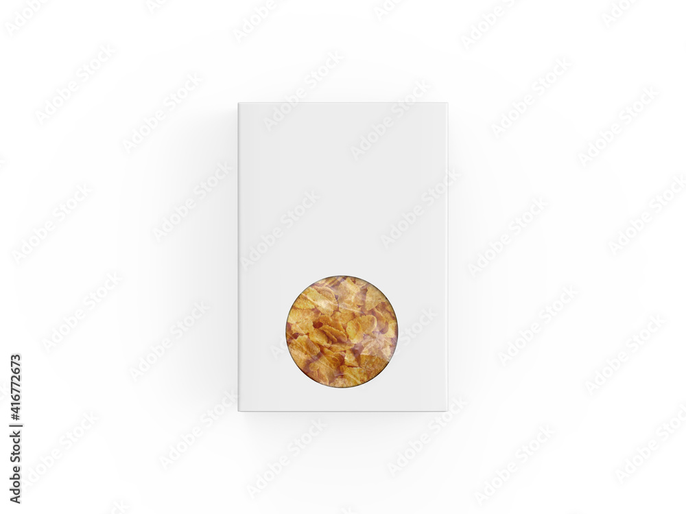 Corn flakes paper packaging box mockup template on isolated white ...