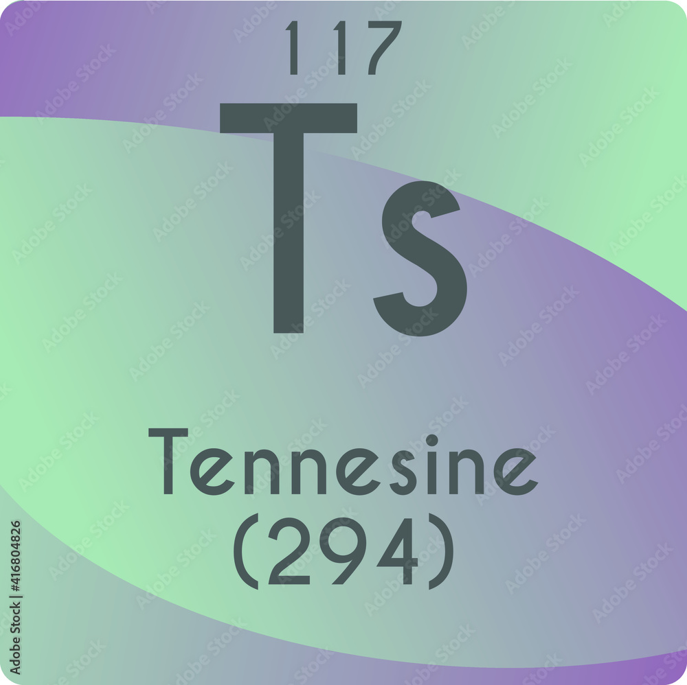 Ts Tennessine Chemical Element vector illustration diagram, with atomic ...