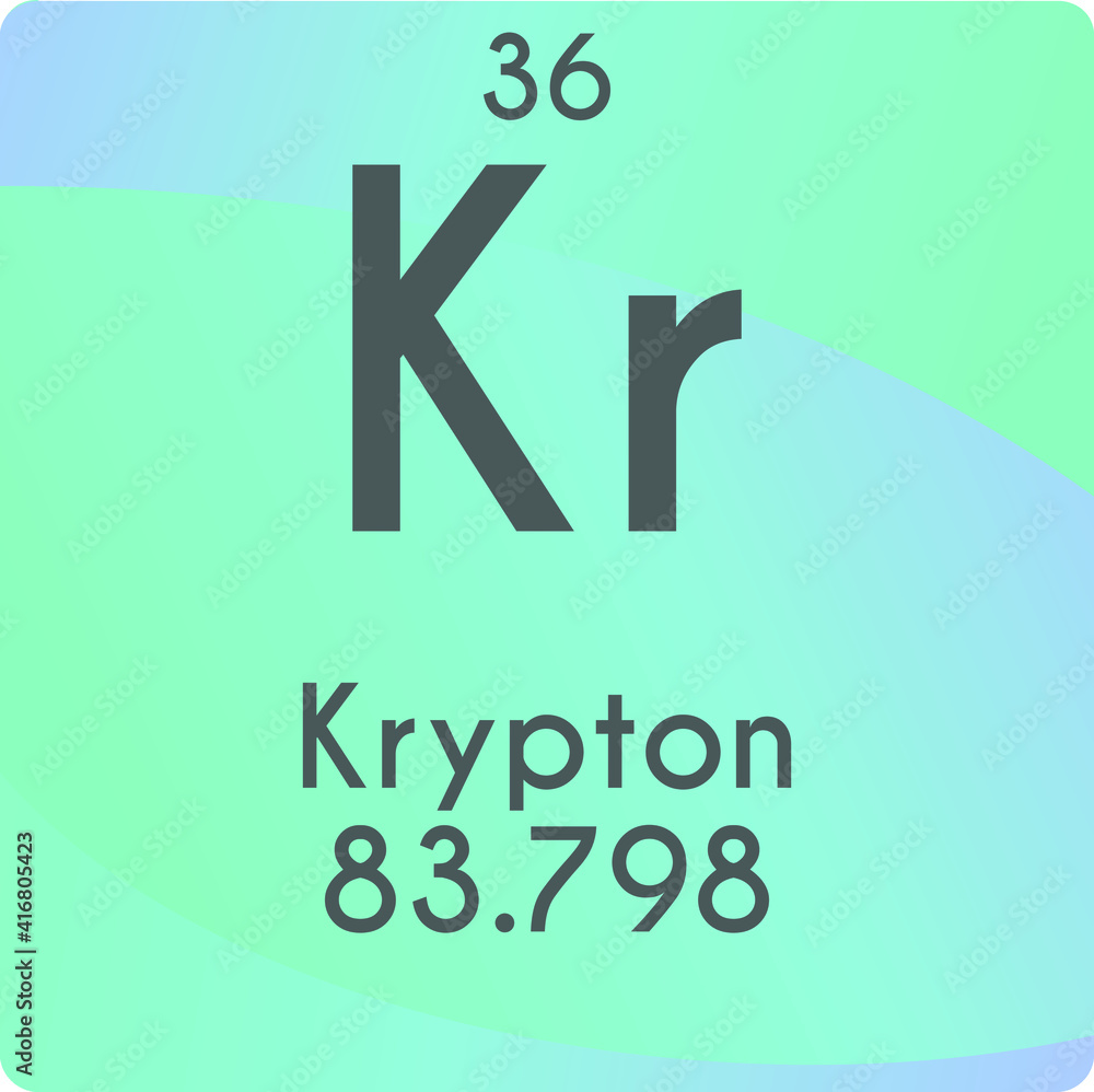 Kr Krypton Noble gas Chemical Element vector illustration diagram, with ...