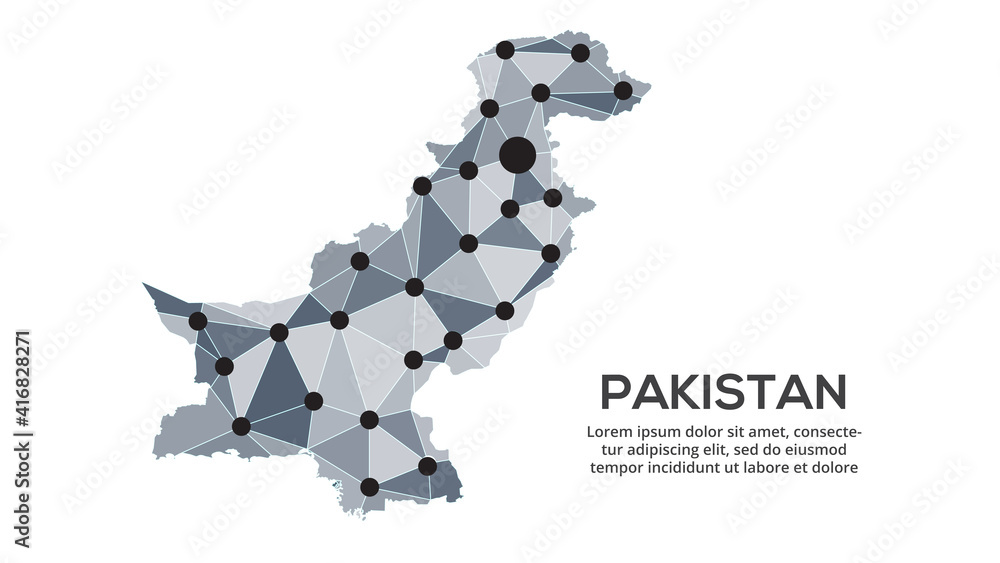 Pakistan communication network map. Vector image of a low poly global ...