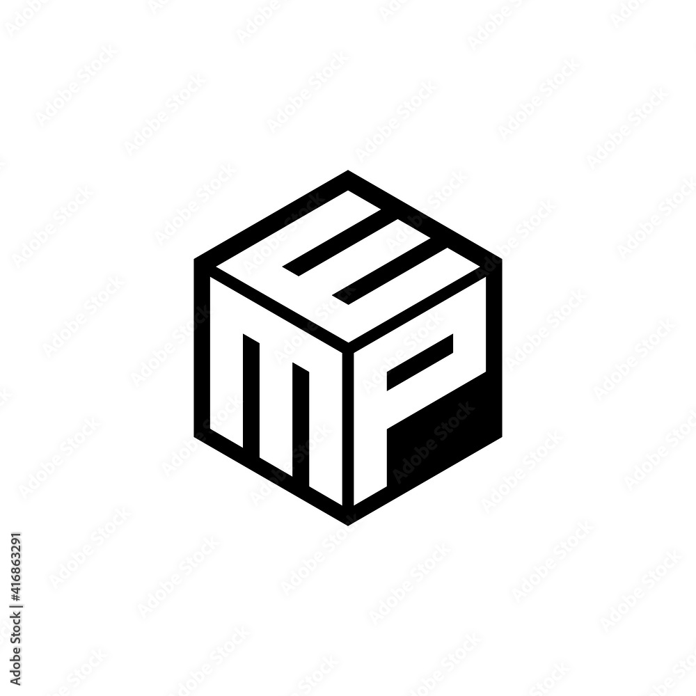 MPE letter logo design with white background in illustrator, cube logo ...