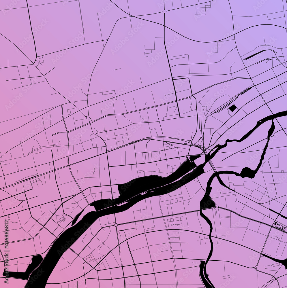 Xianyang, Shaanxi, China (CHN) - Urban vector city map with parks, rail ...