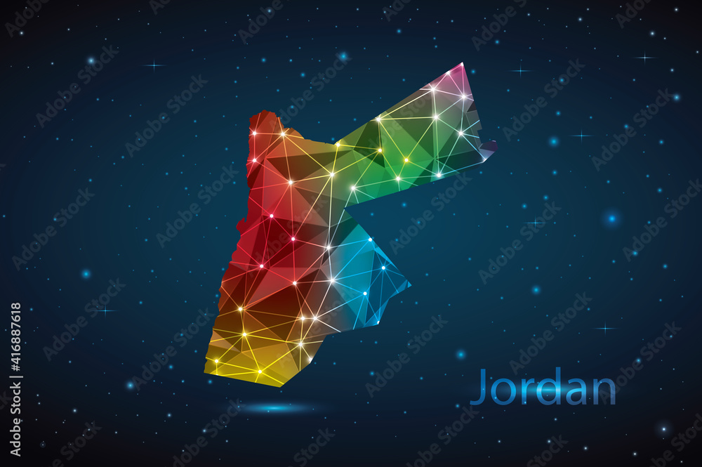 Abstract Polygon Map of Jordan. Vector Illustration Low Poly Color ...