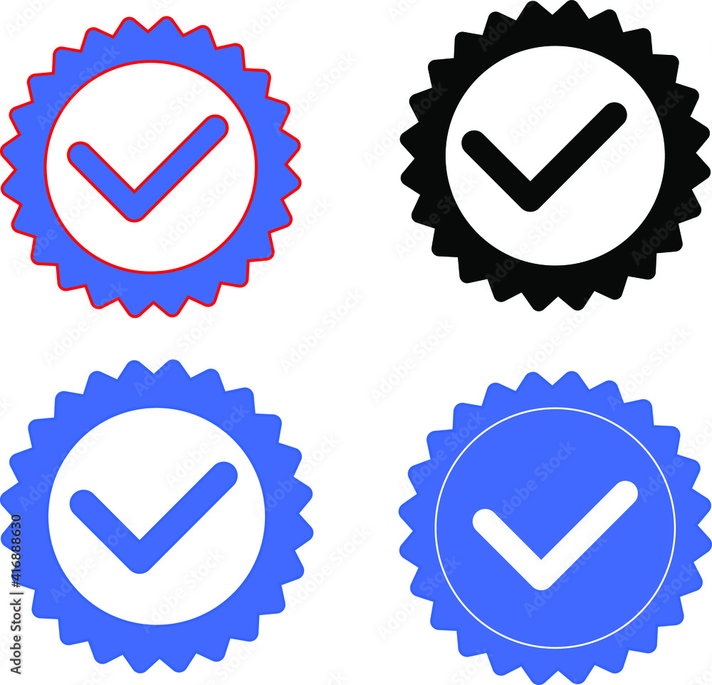Стоковий вектор verification accaunt check mark stickers | Adobe Stock
