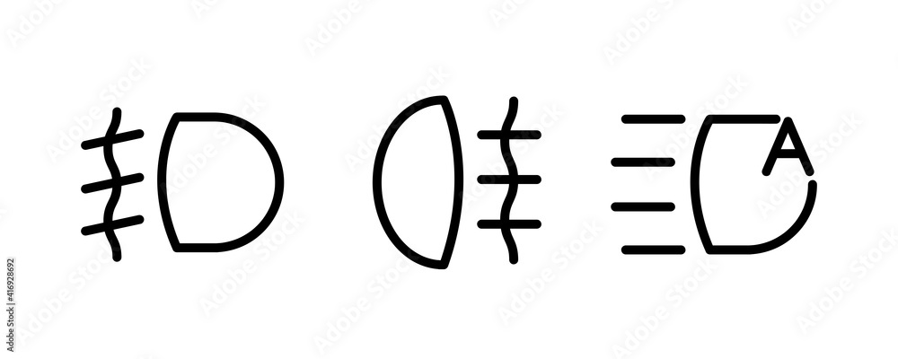 Vector icons of vehicle dashboard indicators. Such symbols include ...