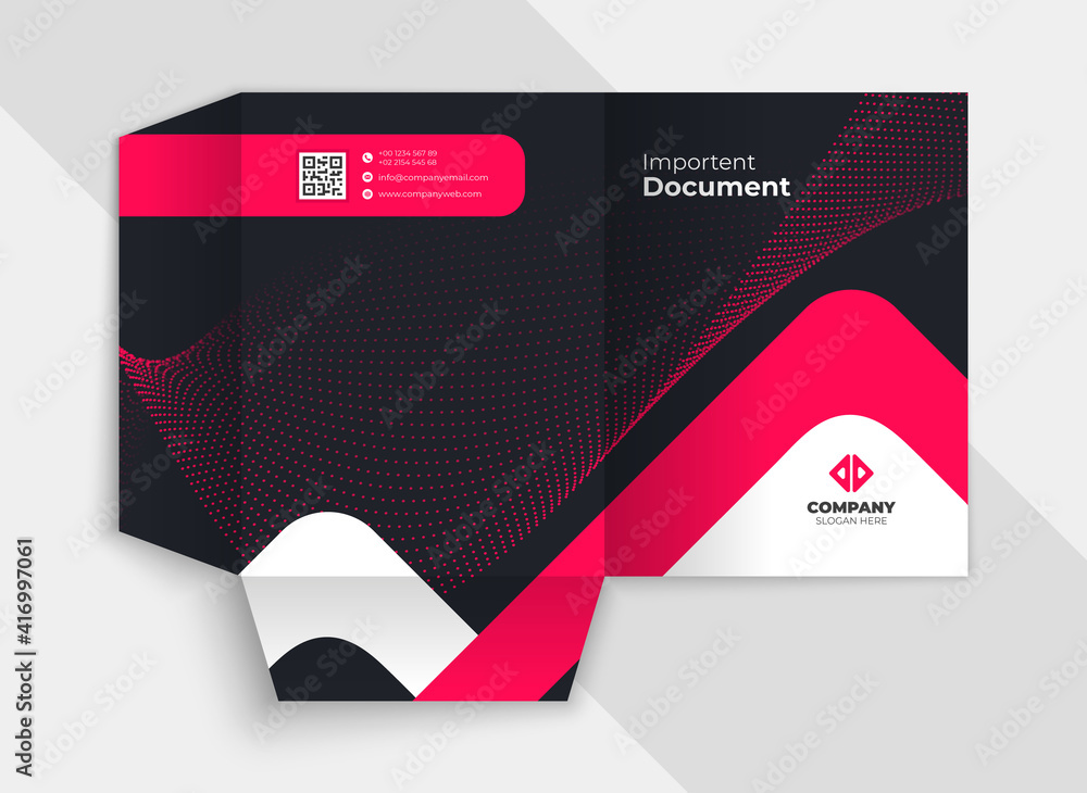 Pocket Document Folder Template Abstract Design With Red and Black ...