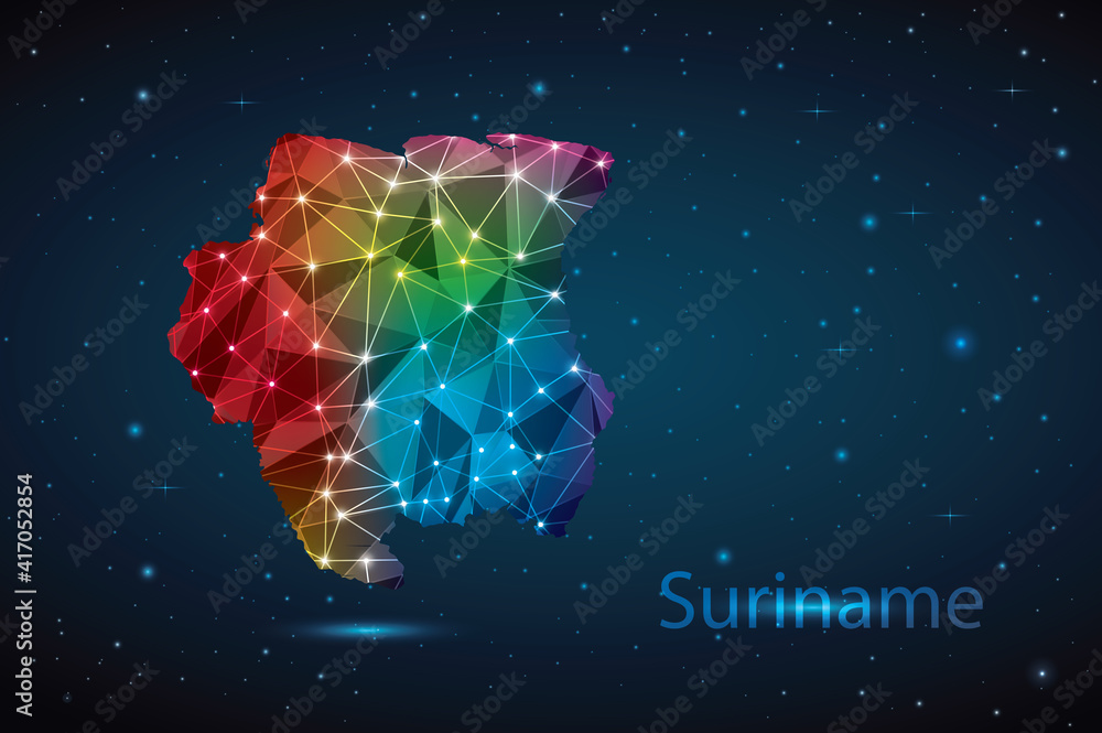 Abstract Polygon Map of Suriname. Vector Illustration Low Poly Color ...