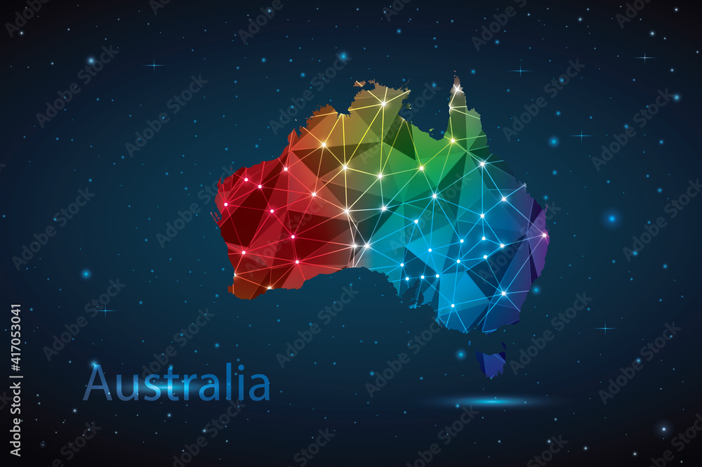 Abstract Polygon Map of Australia. Vector Illustration Low Poly Color ...