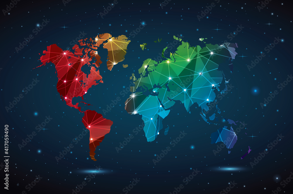 Abstract Polygon Map of World. Vector Illustration Low Poly Color ...