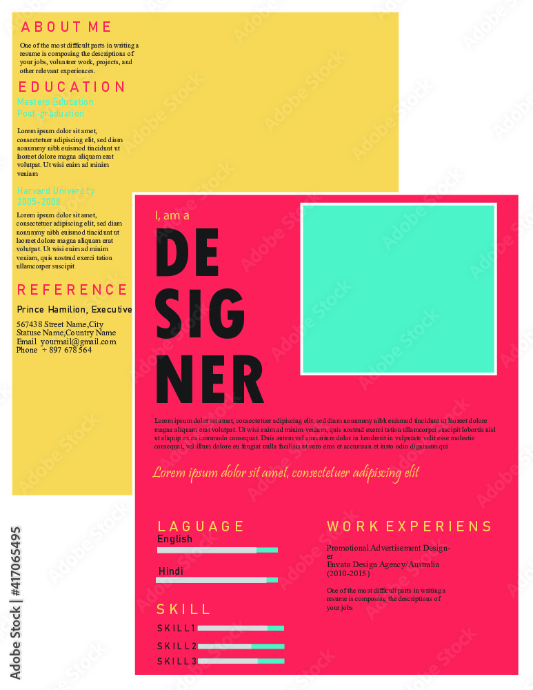 Minimal professional CV / resume template - super clean modern vector ...