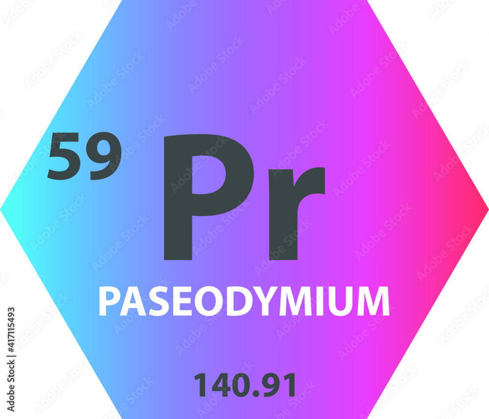 Pr Praseodymium Lanthanide Chemical Element vector illustration diagram ...