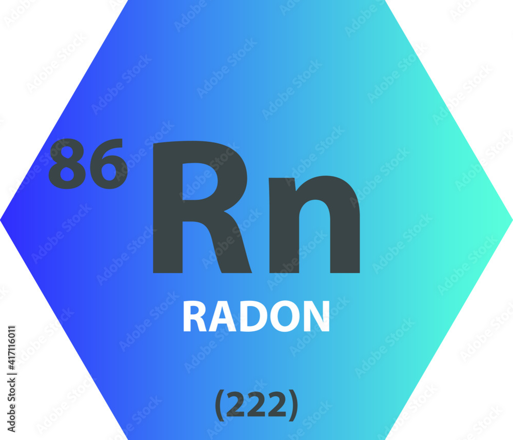Rn Radon Noble gas Chemical Element vector illustration diagram, with ...
