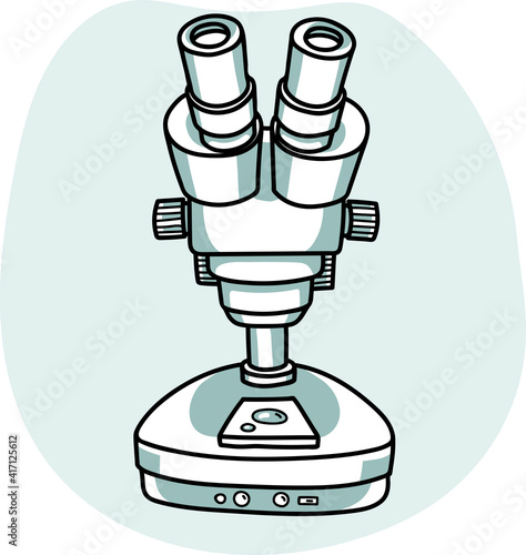 Hand drawn vector illustration of a microscope. Cute modern microscop ...