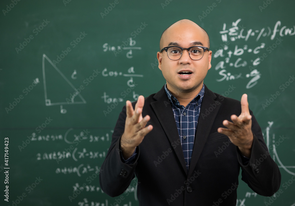 Young asian teacher man teaching video conference with student. Male ...