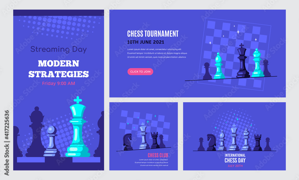 Set of Banner Templates of Different Sizes. Chess Club, Chess ...