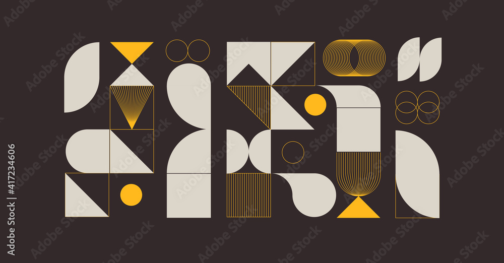 Modern abstract background with geometric shapes and halftone textures ...