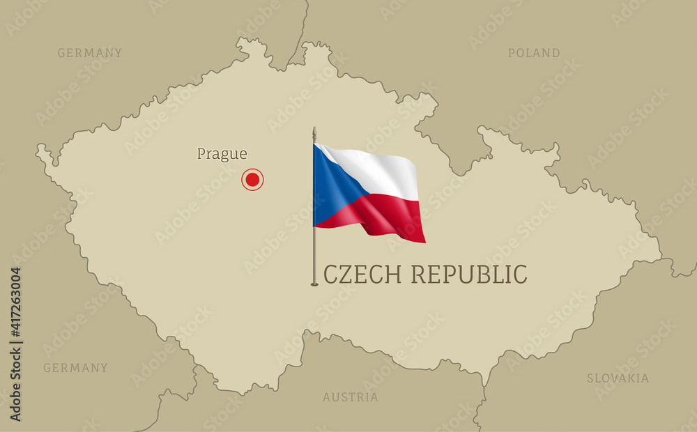 Detailed map of Czech Republic territory borders, East European country ...