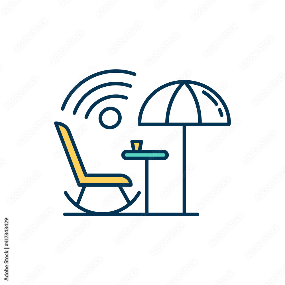 Public Wi-fi RGB color icon. Traveling abroad. Free Internet spot ...