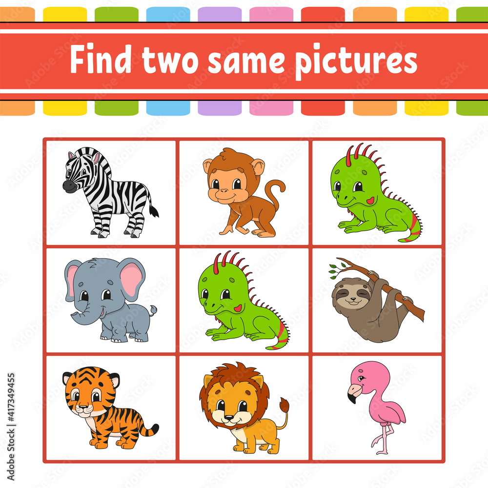 Find two same pictures. Task for kids. Education developing worksheet ...