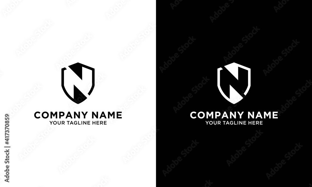 Abstract letter N shield logo design template. Premium nominal monogram ...