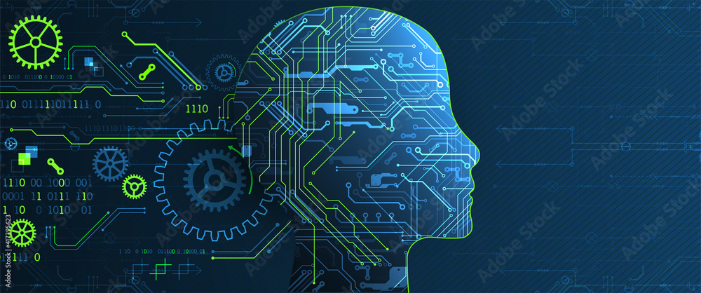 Artificial intelligence (AI) and big data concept. Machine cyber mind ...