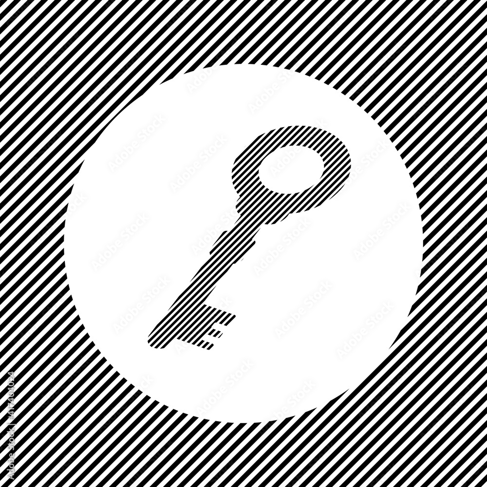 A large old key symbol in the center as a hatch of black lines on a ...