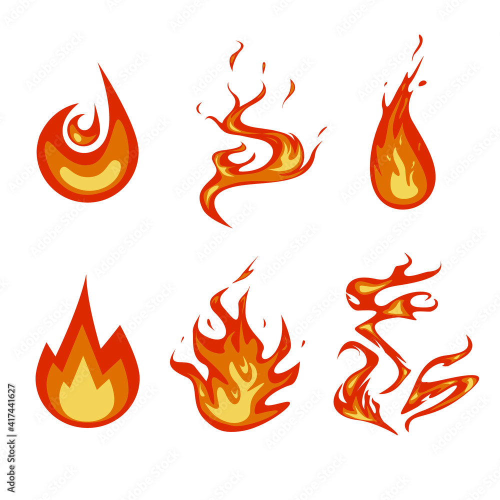fire flames vector set Stock Vector | Adobe Stock