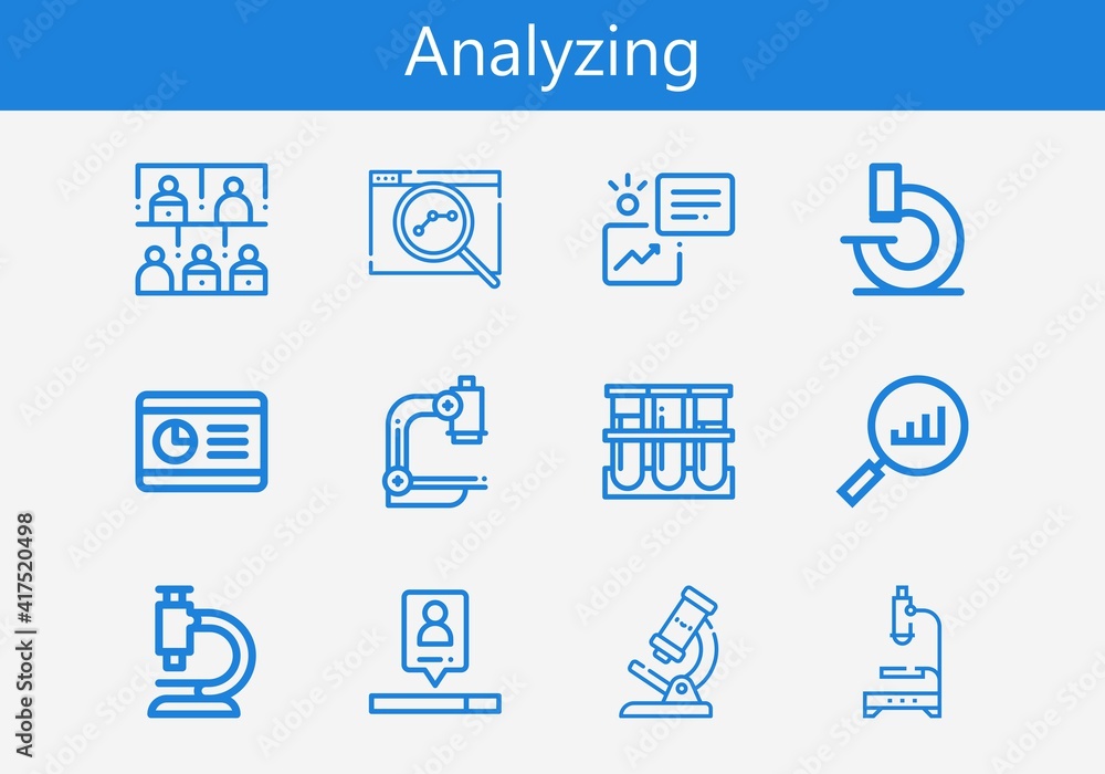 Premium set of analyzing line icons. Simple analyzing icon pack. Stroke ...