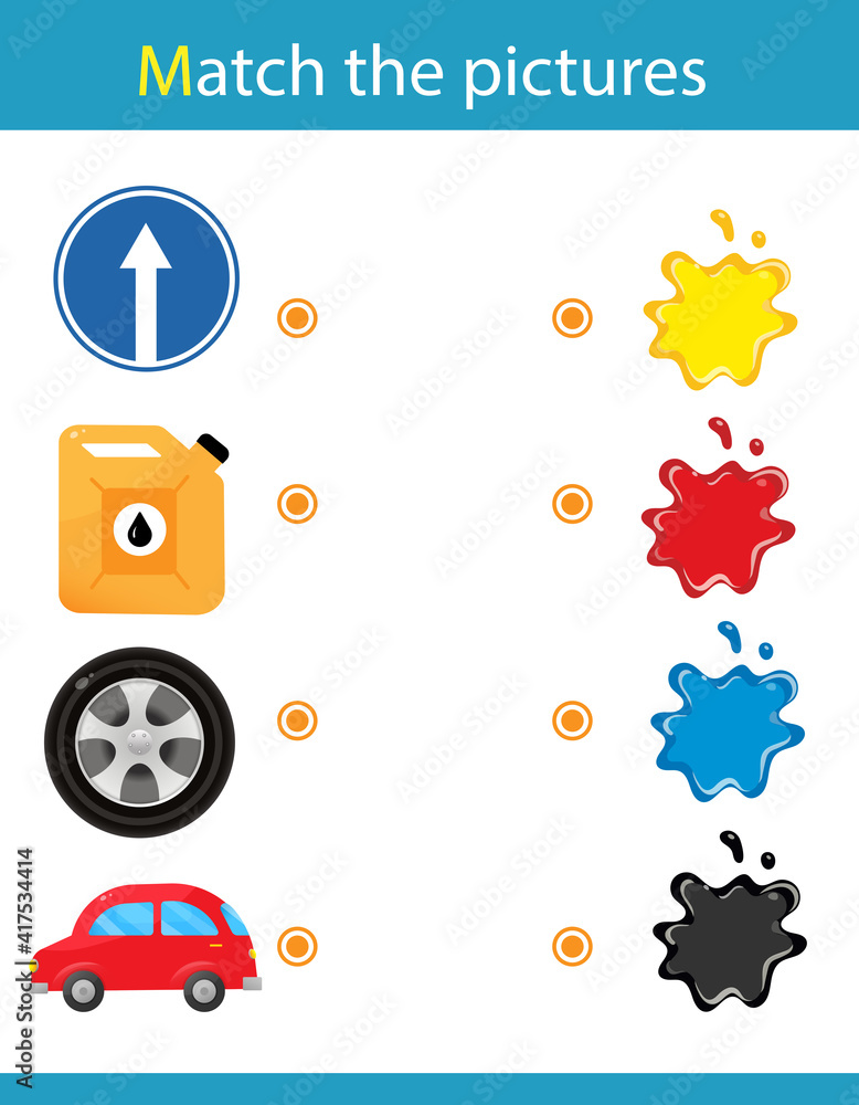 Match by color. Puzzle for kids. Matching game, education game for ...