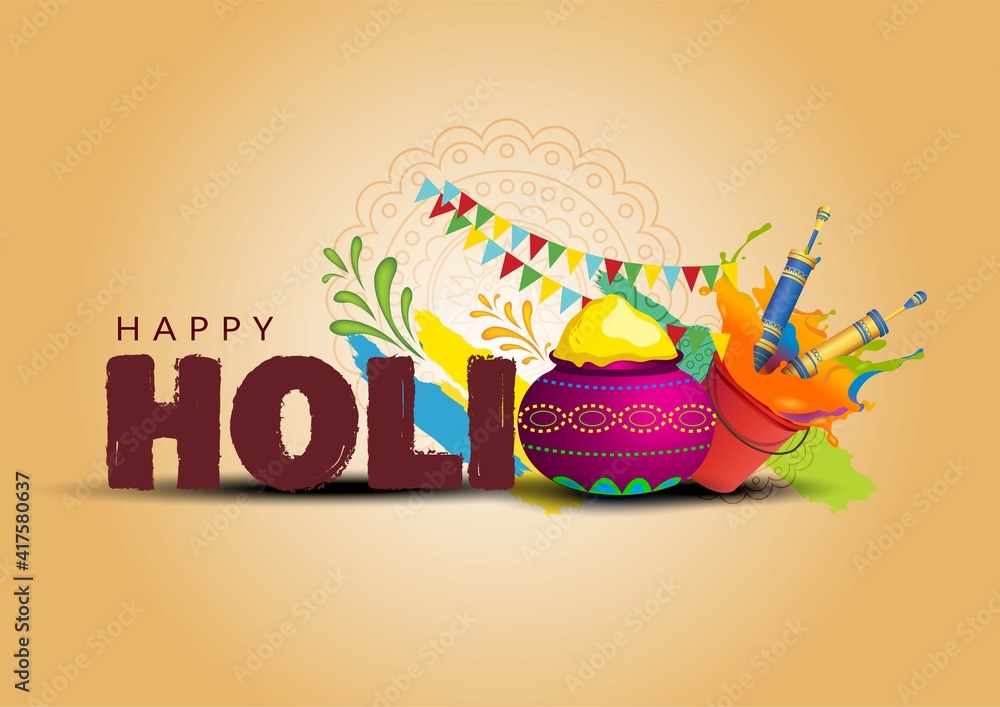 happy Holi, poster, banner, template. stylish letter with holi elements ...