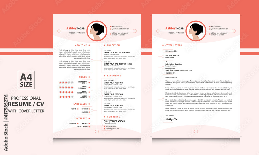 Aesthetic minimalist creative cv format resume template with cover ...